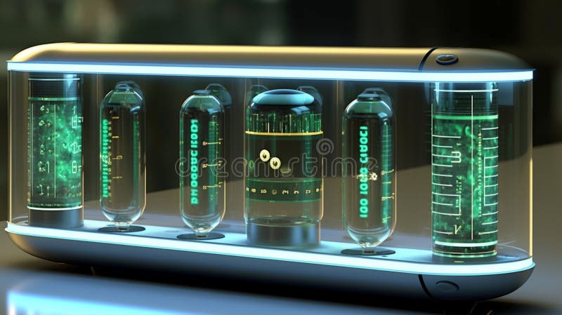 Photo Highttech Plasma Quantum Computer Tube with Glowing Energy Inside ...