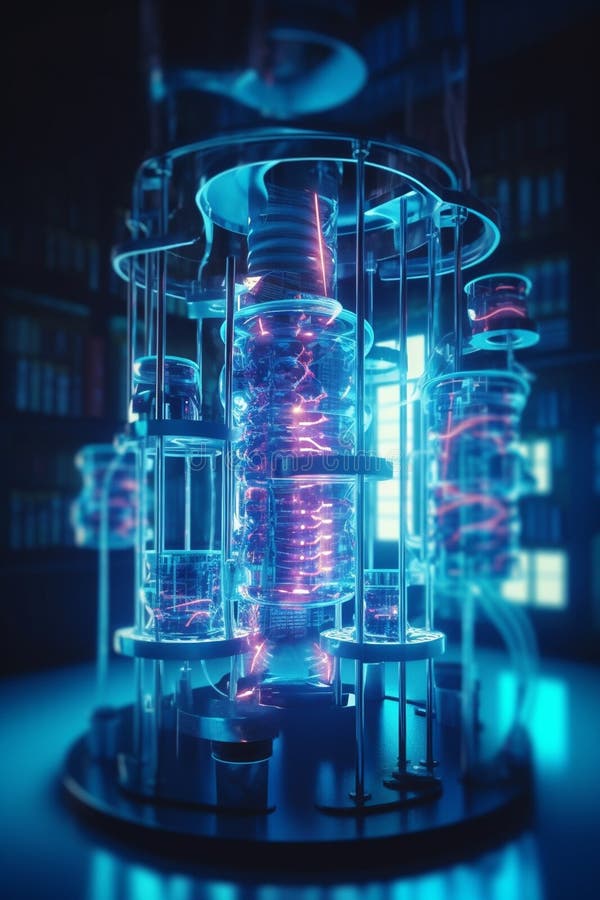 Photo Highttech Plasma Quantum Computer Tube with Glowing Energy Inside ...