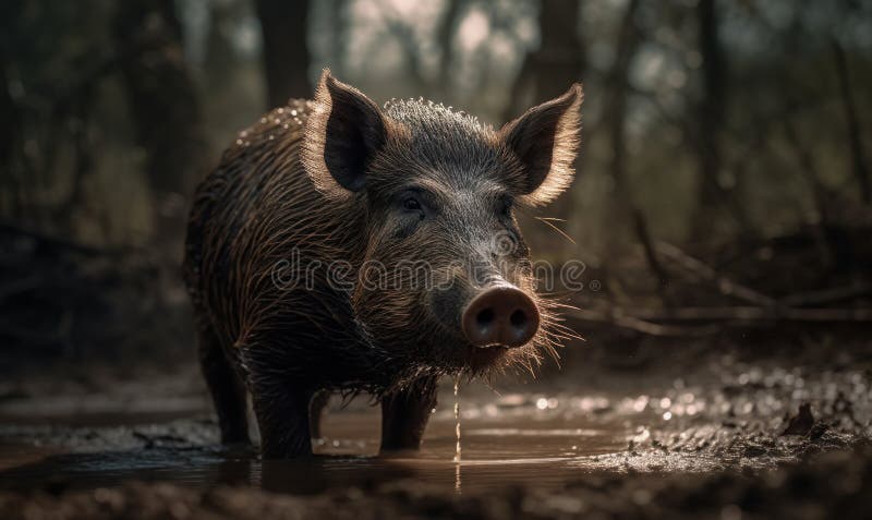 Photo of Hog in Its Natural Habitat. Generative AI Stock Illustration ...