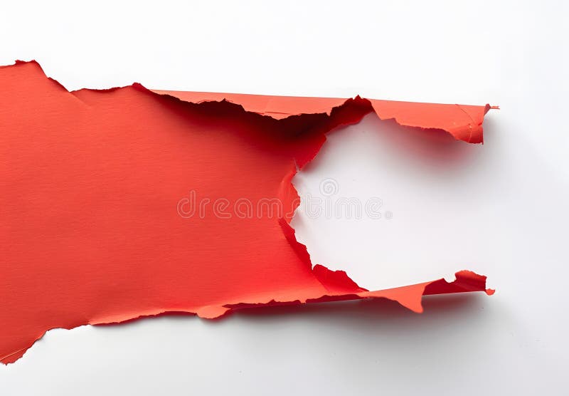 Torn Red Paper with White Background Copy Space Stock Illustration ...