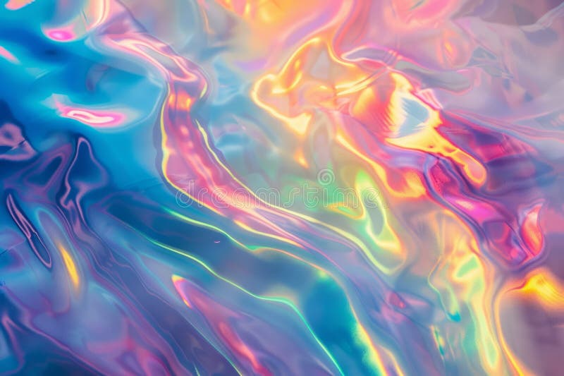 Photo of Holographic Iridescent Effect Plastic Material. Detailed Image ...