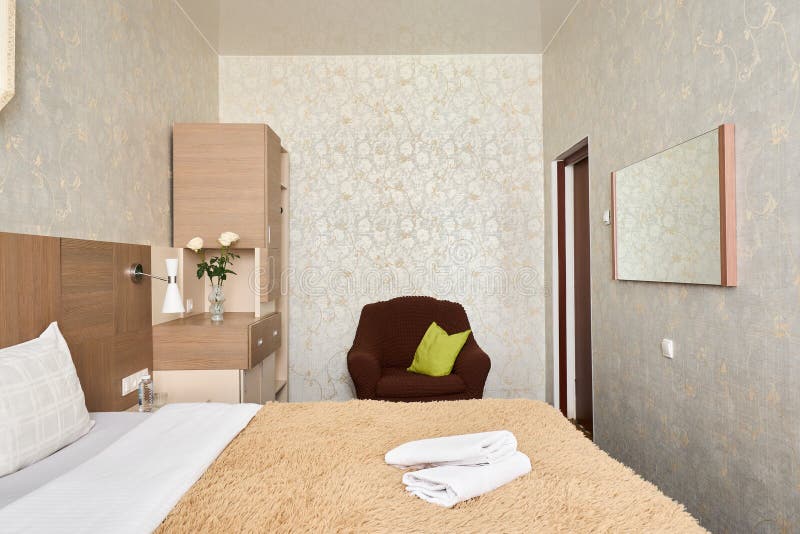 Photo of the Hostel Room with Details Stock Image - Image of bedding ...