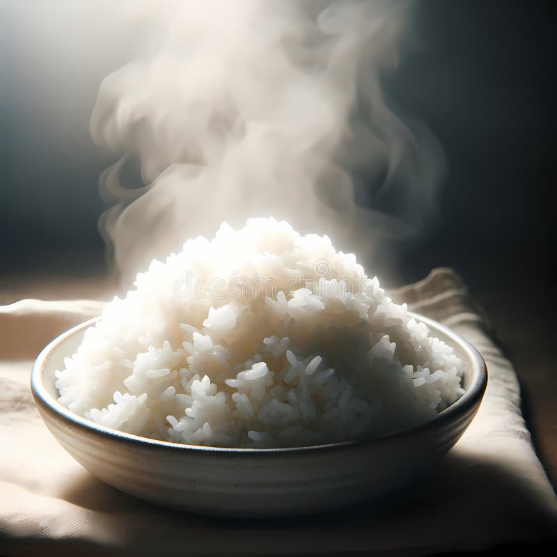 A Photo of Hot Cooked Rice on a Plate by Generative AI Stock ...