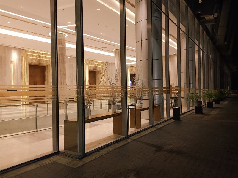 Photo of a Hotel Hallway at Night Stock Image - Image of ceiling ...