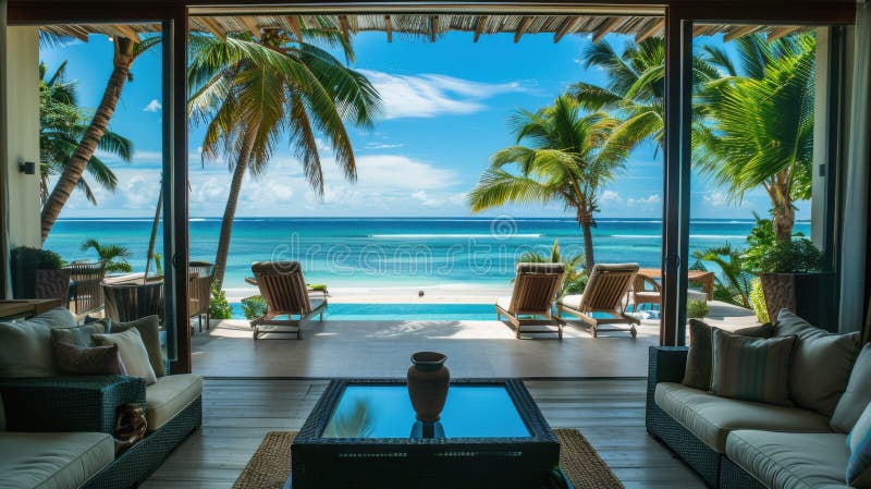 Photo of a Hotel Room with a View of the Ocean with Palm Trees and the ...