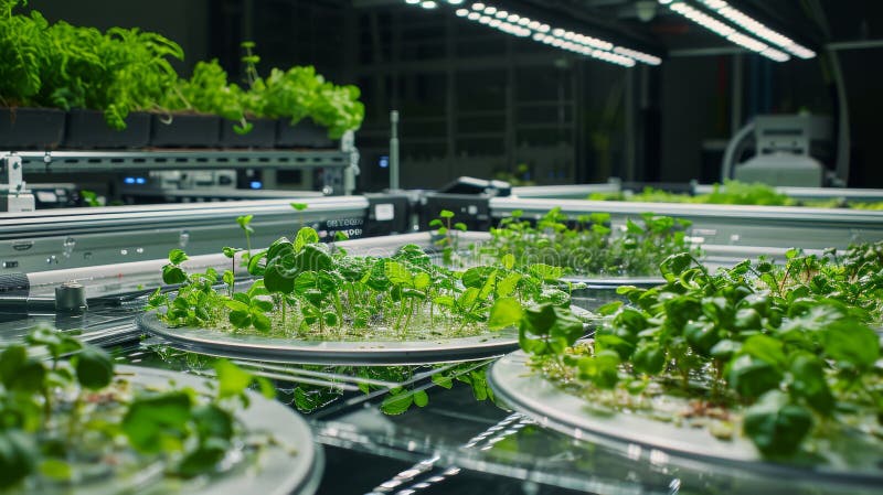 Close-up of Seedlings in an Automated Hydroponic Farm Stock Image ...