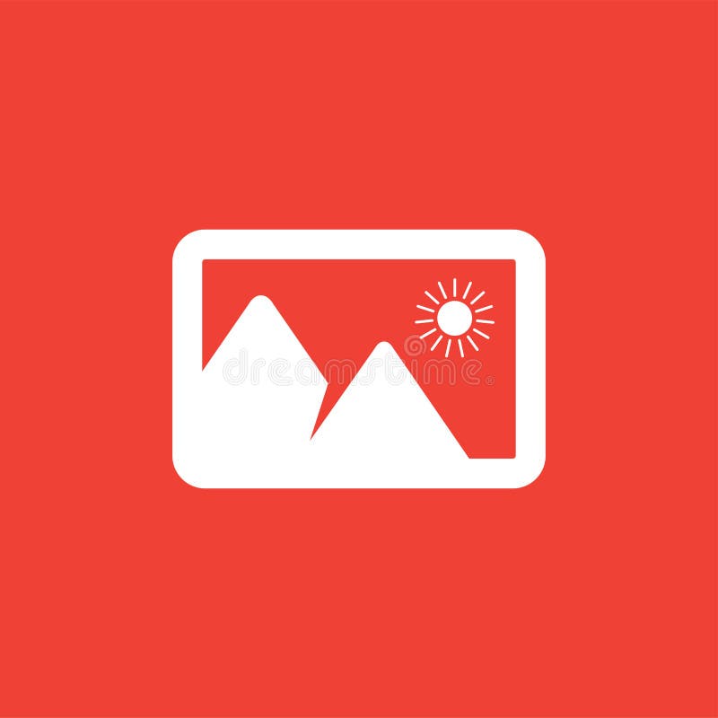 Photo Icon on Red Background. Red Flat Style Vector Illustration Stock ...