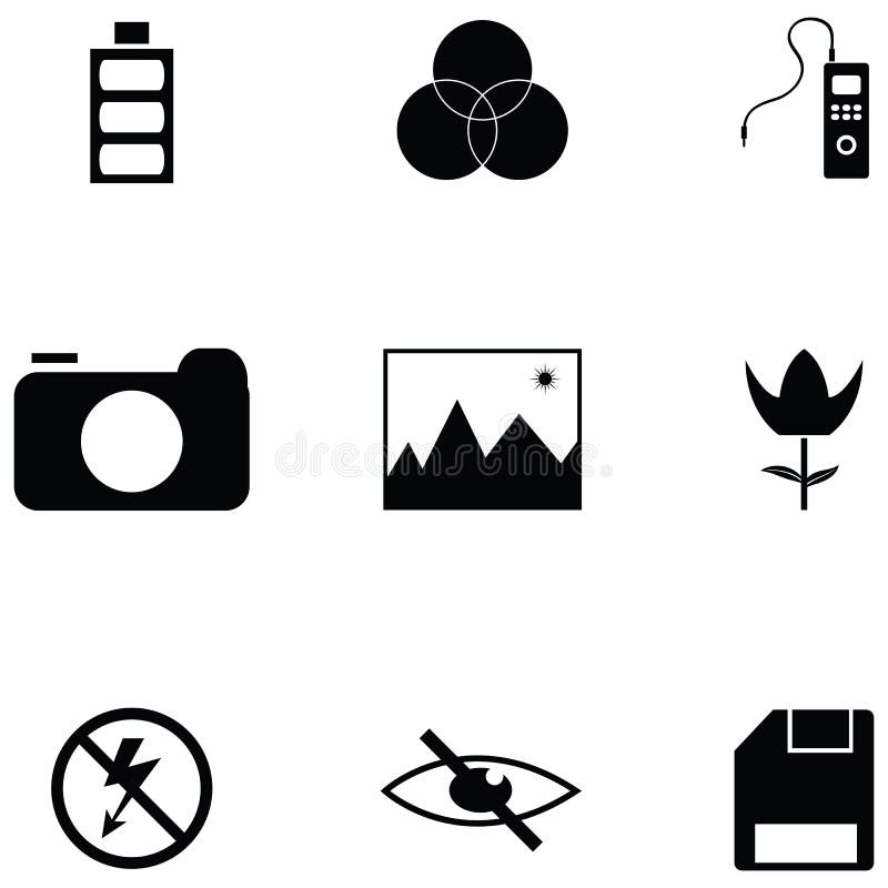 Photo icon set stock vector. Illustration of black, camera - 120569980