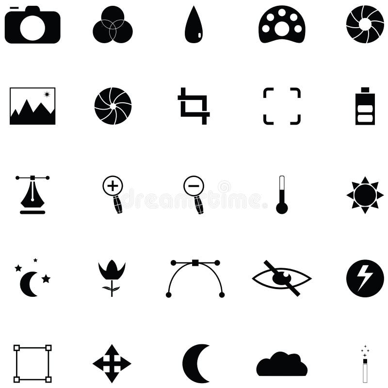 Photo icon set stock vector. Illustration of technology - 128219819