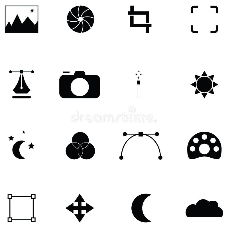 Photo icon set stock vector. Illustration of camera - 128219889