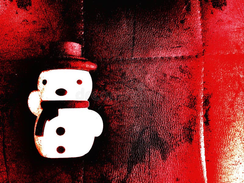 Photo Illustration or Abstract Background Image, a Snowman on a Red ...