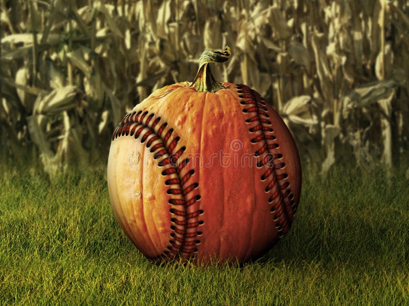Baseball Pumpkin in Fall Setting Stock Image - Image of recreation ...