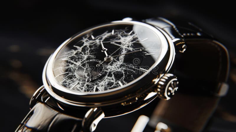 Close-up of Cracked Watch Face with Intricate Details Stock ...