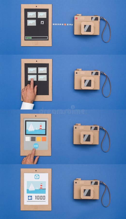 Photo Importing from a Camera and File Sharing Online Stock Photo ...