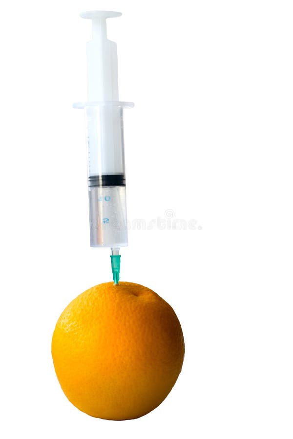 Photo of an Injection into an Orange Isolated on a White Background ...