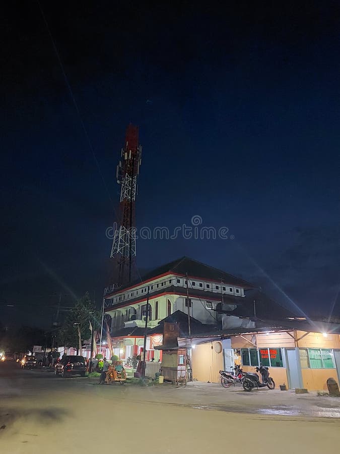 Photo of Internet Tower at Night Editorial Stock Photo - Image of night ...