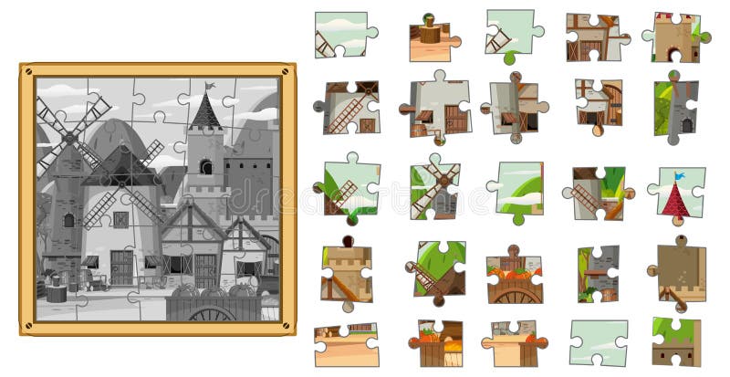 Photo Jigsaw Puzzle Game Template Stock Vector - Illustration of game ...