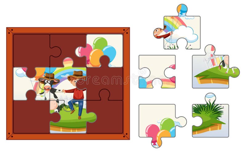 Photo Jigsaw Puzzle Game Template Stock Vector - Illustration of kids ...