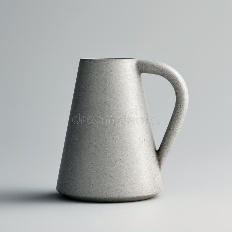 Minimalistic Grey Ceramic Pitcher with Handle - Realistic Rendering ...