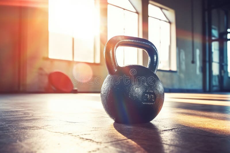 Photo of Kettlebell Inside Empty Gym. Generative AI Stock Illustration ...