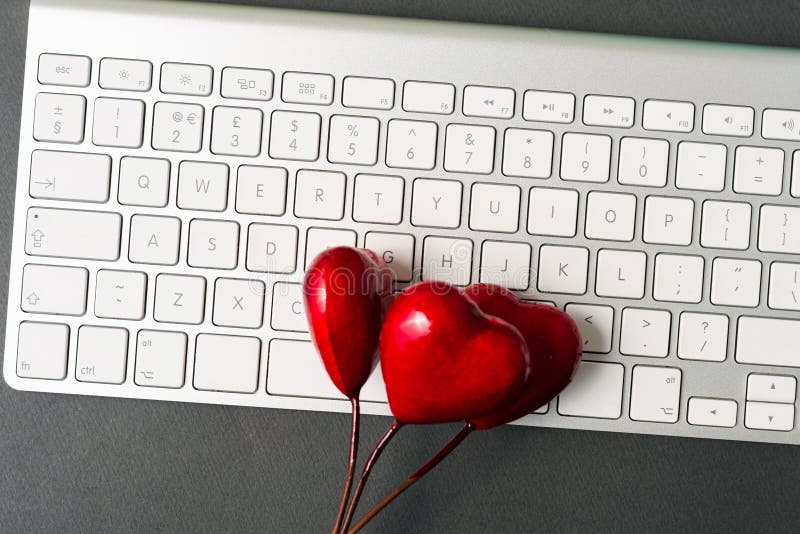 Photo of Keyboard and Red Hearts Shape Stock Image - Image of shape ...