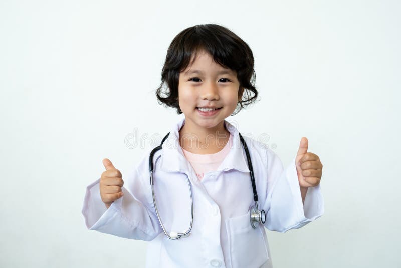 Photo of Kid Doctor with Stethoscope on White Background Stock Image ...