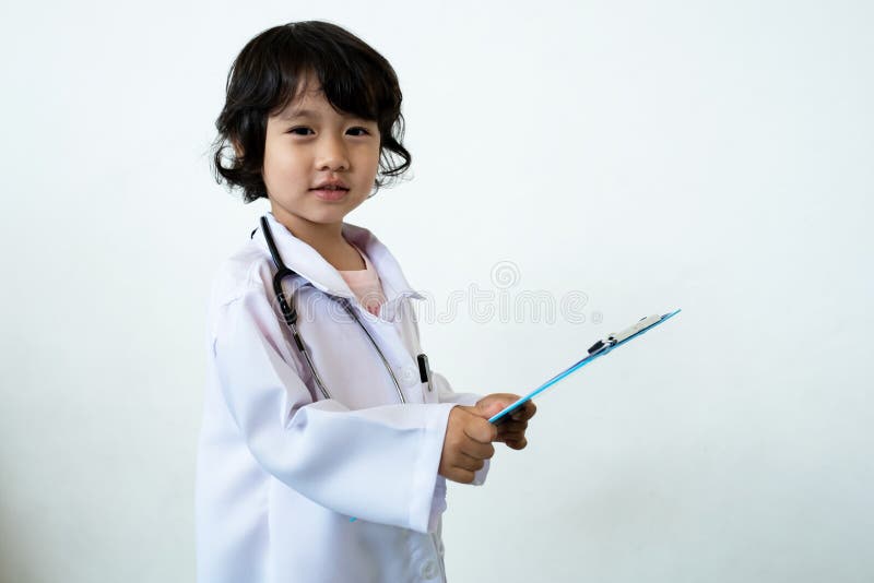 Photo of Kid Doctor with Stethoscope on White Background Stock Photo ...