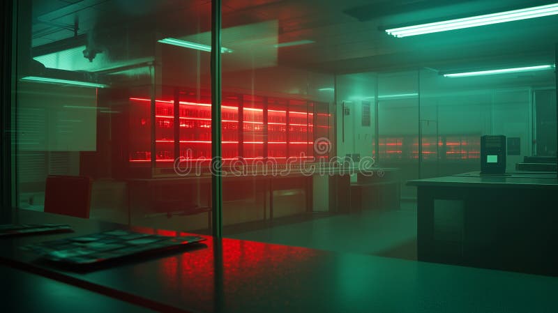 Photo Lab Illuminated with Red Light Showcasing Developing Equipment ...