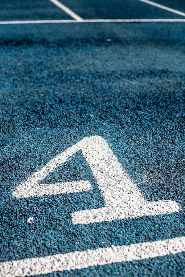 Lane Four on the Blue Track Field, 4, Number Four Stock Photo - Image ...
