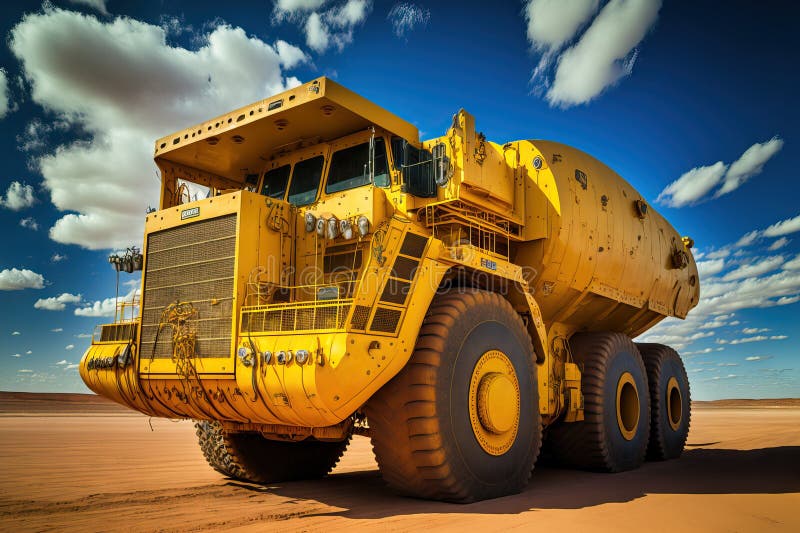 A Photo of a Large, Bright Yellow Mining Vehicle at a Job Location ...