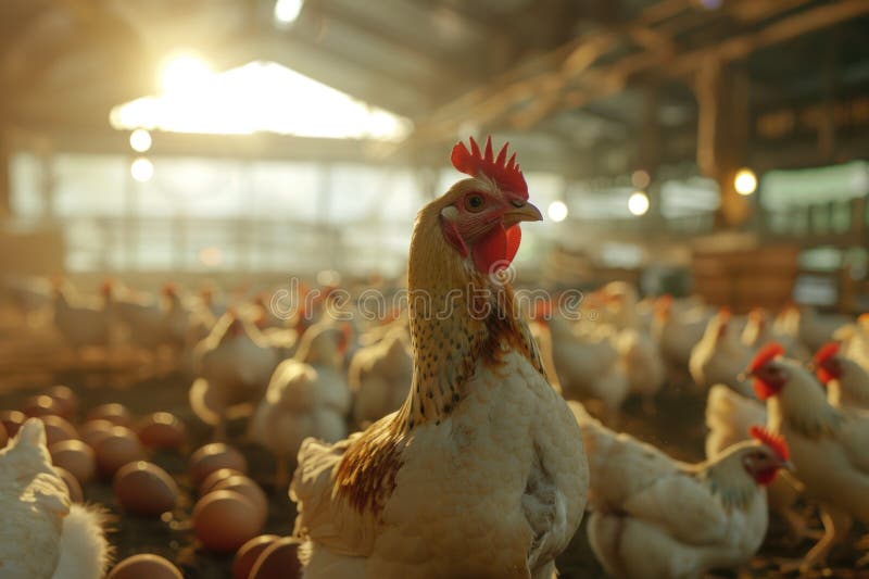 A Photo of a Large Group of Chickens Inside a Barn, Providing a Warm ...