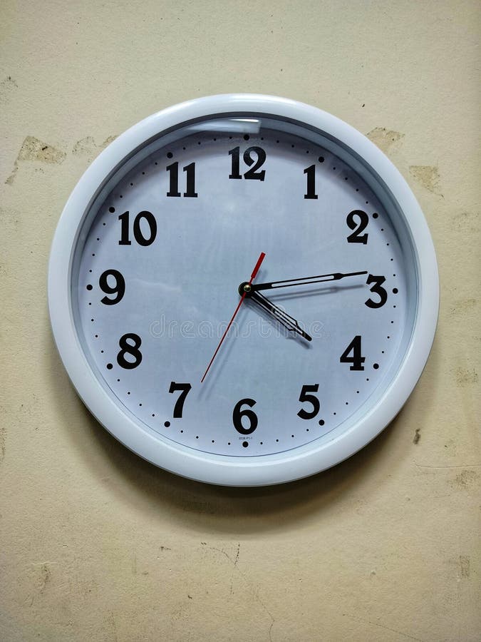 Photo of a Large White Wall Clock Stock Image - Image of watch ...