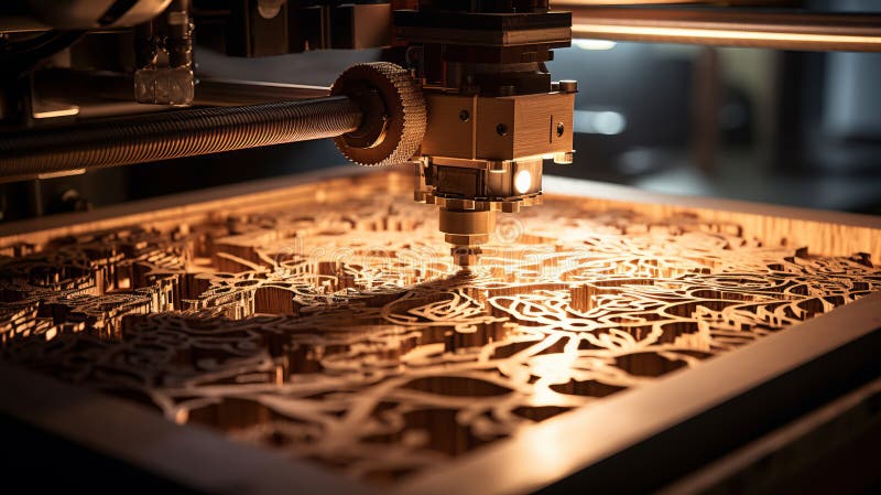 Photo of a Laser Cutting Machine in Action Stock Illustration ...