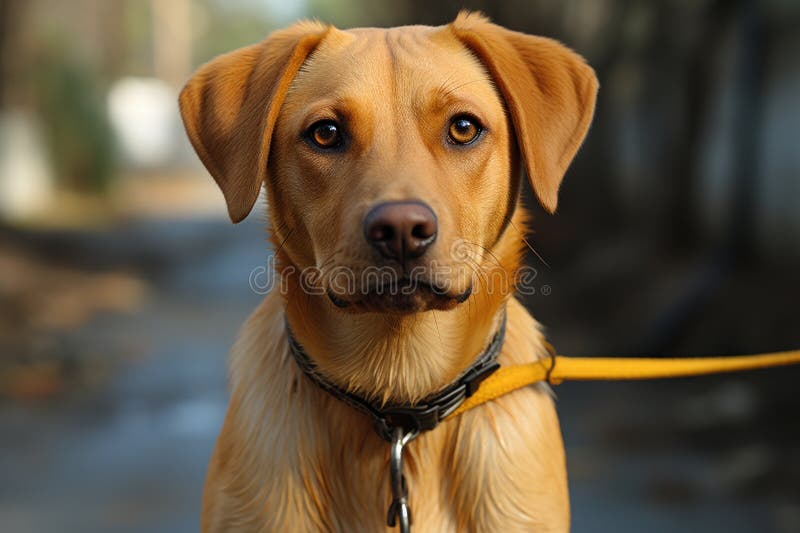 Photo of a Leashed Yellow Labrador Retriever, Pet Photo Stock ...