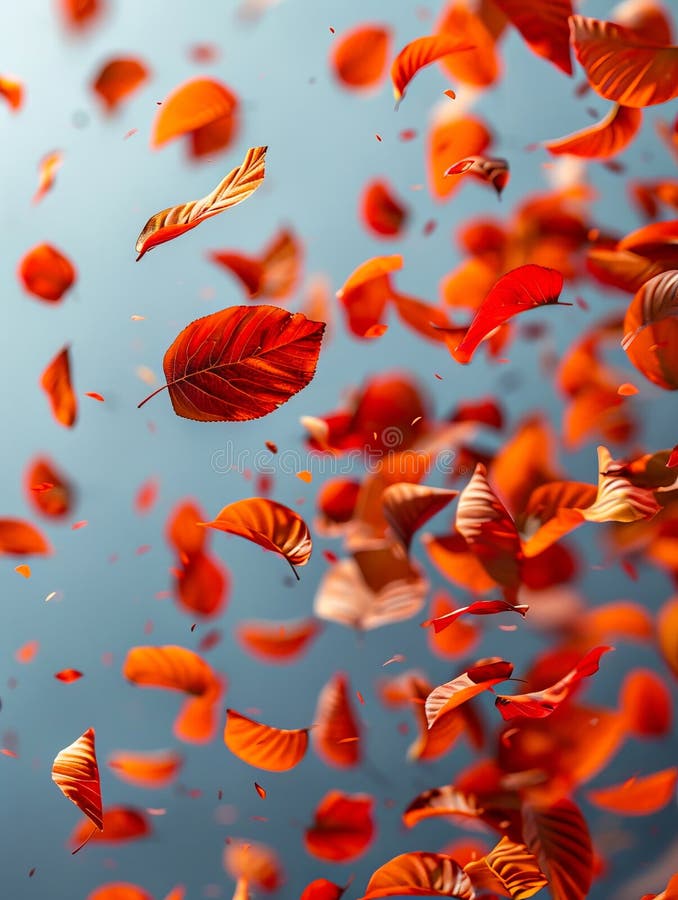 A Photo of Leaves Falling in the Air Stock Photo - Image of autumn ...
