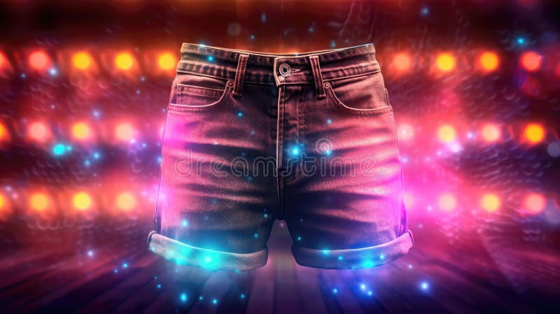 Photo with Led Denim Shorts Black Blurred Background. Generative AI ...
