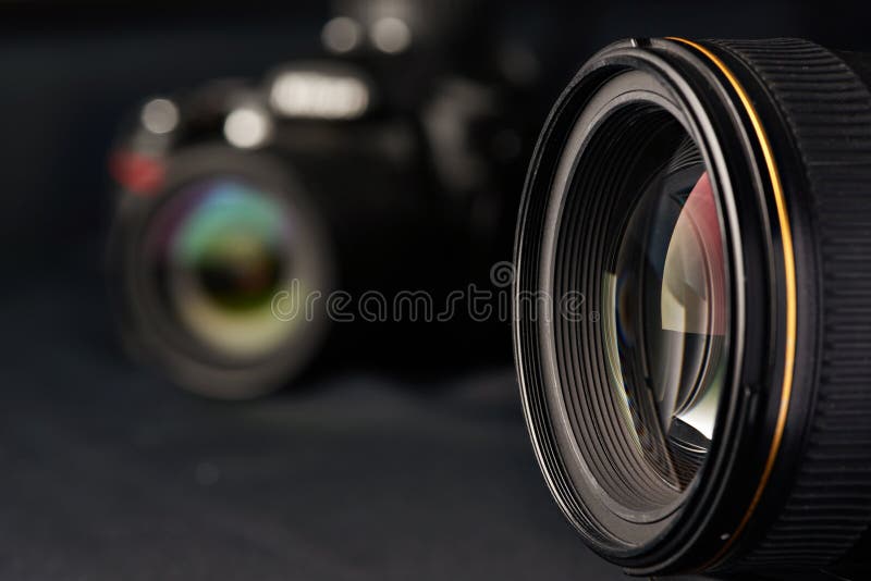 Photo Lens on Blurred Camera Stock Image - Image of optics, length ...