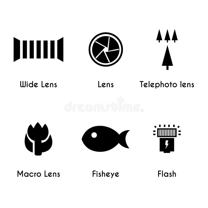 Photo lens icons set stock vector. Illustration of fisheye - 31241627