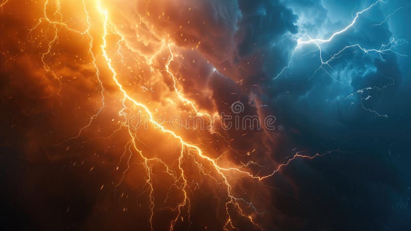 A Photo of a Lightning Bolt Striking the Sky, with Clouds and Sun ...