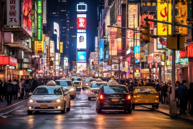 Photo of a Lively Street Scene in Times Square Stock Image - Image of ...