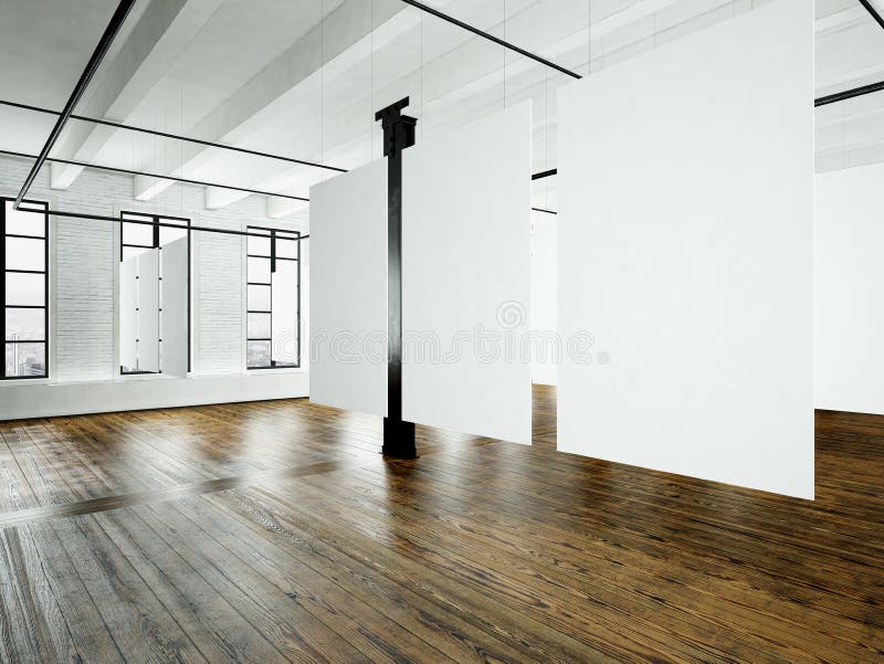 Photo Loft Expo Interior in Modern Building.Open Space Studio.Empty ...