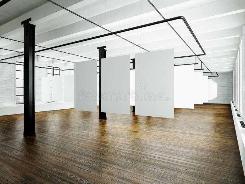 Large Empty Room in Loft Style Stock Image - Image of minimalistic ...