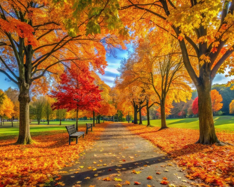 Fall landscape in park stock illustration. Illustration of beautiful ...