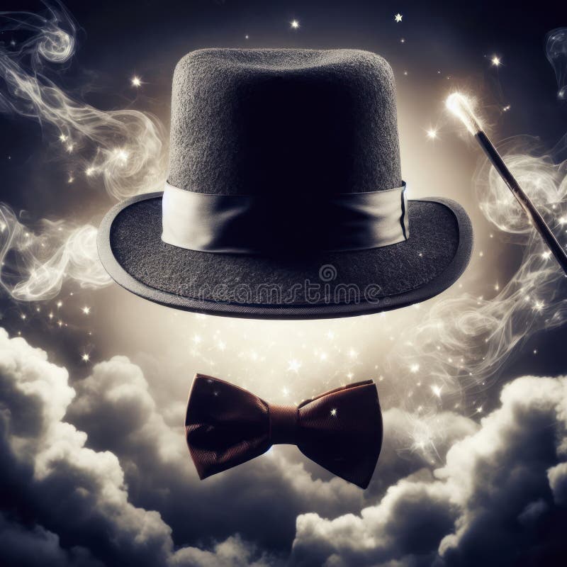 Photo of Magic Illusionist Hat Under Evil Spell Fly Air. Ai Generative ...