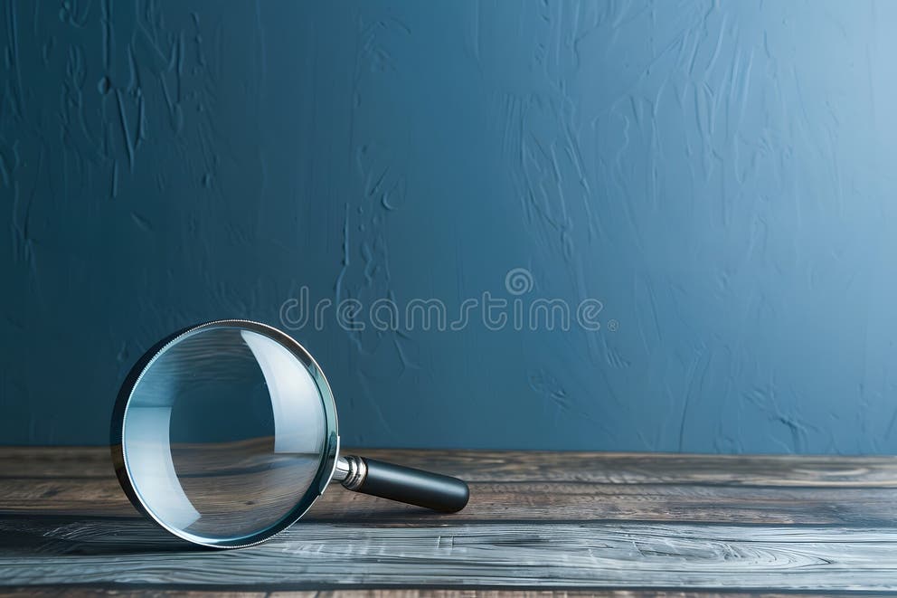 Magnifying Glass on Empty Table for Web Banner Design Stock ...