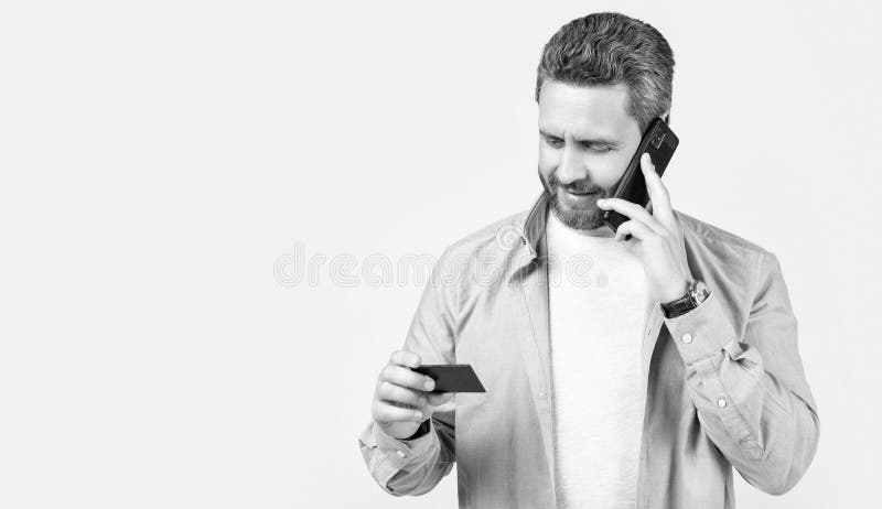 Photo of Man Contact by Call Card, Copy Space. Man Contact by Call Card ...