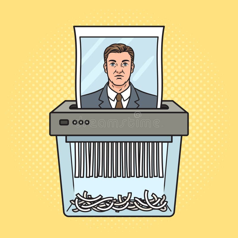 Photo Man Destroyed by Shredder Vector Hand Drawn Stock Vector ...