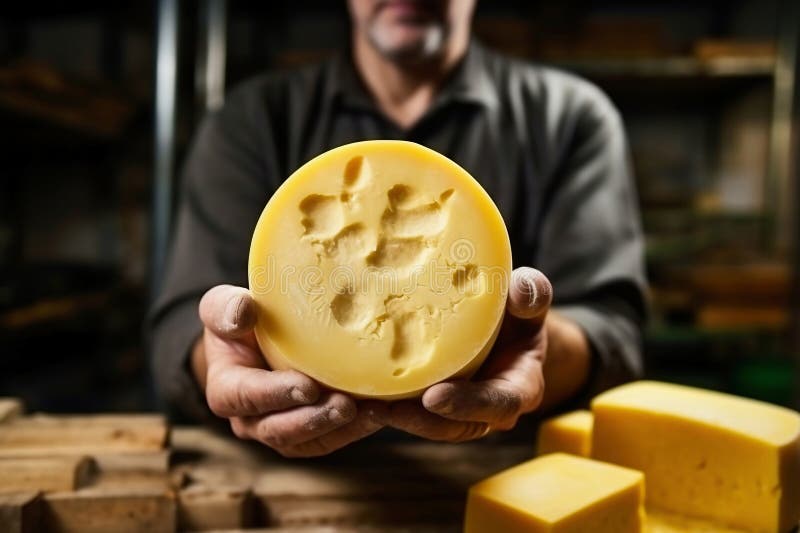 Photo of a Man Holding a Piece of Cheese in His Hands Stock ...