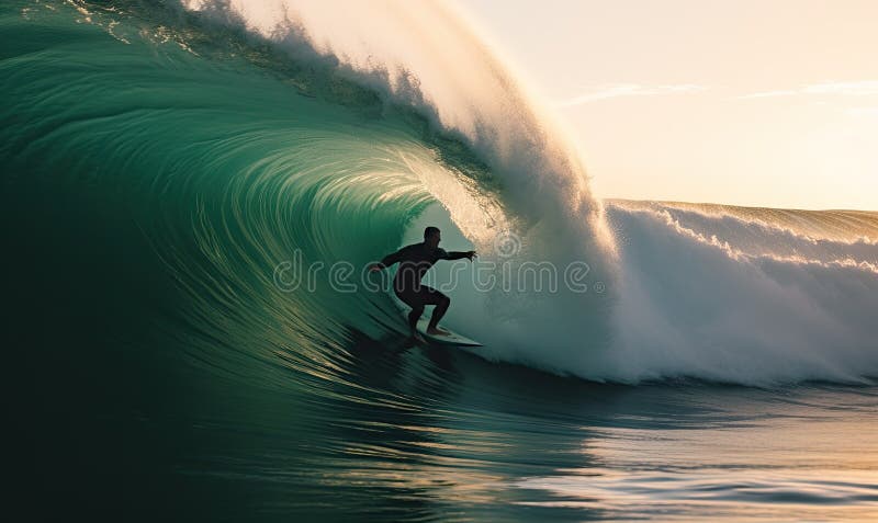 Photo of a Man Riding a Wave on a Surfboard Stock Illustration ...