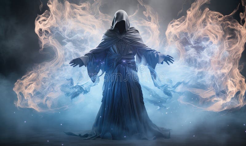 Photo of a Man Standing in Front of a Blazing Fire Wearing a Robe Stock ...